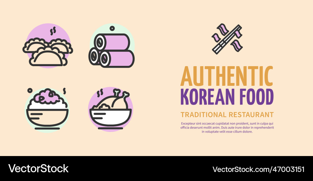Authentic korean food traditional restaurant Vector Image