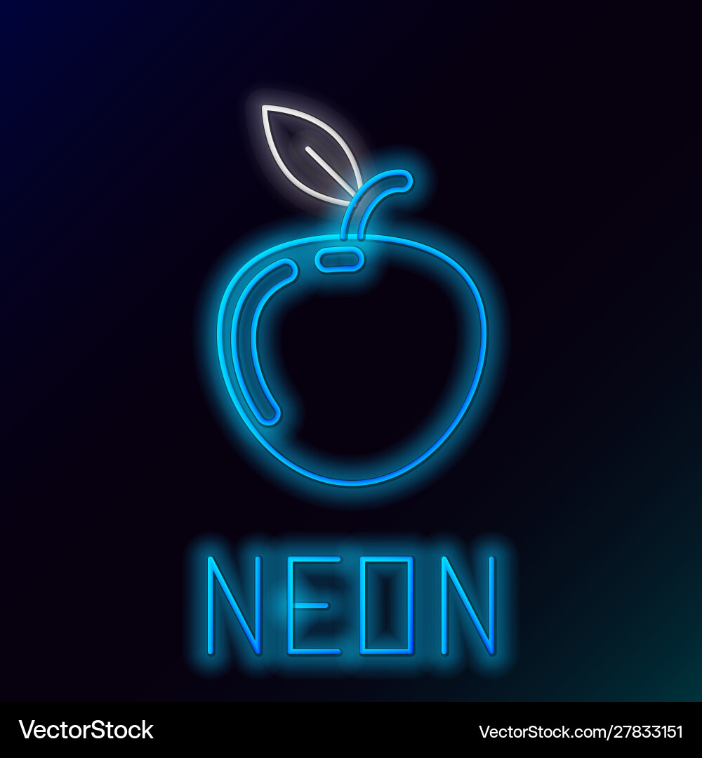 Blue glowing neon line apple icon isolated Vector Image