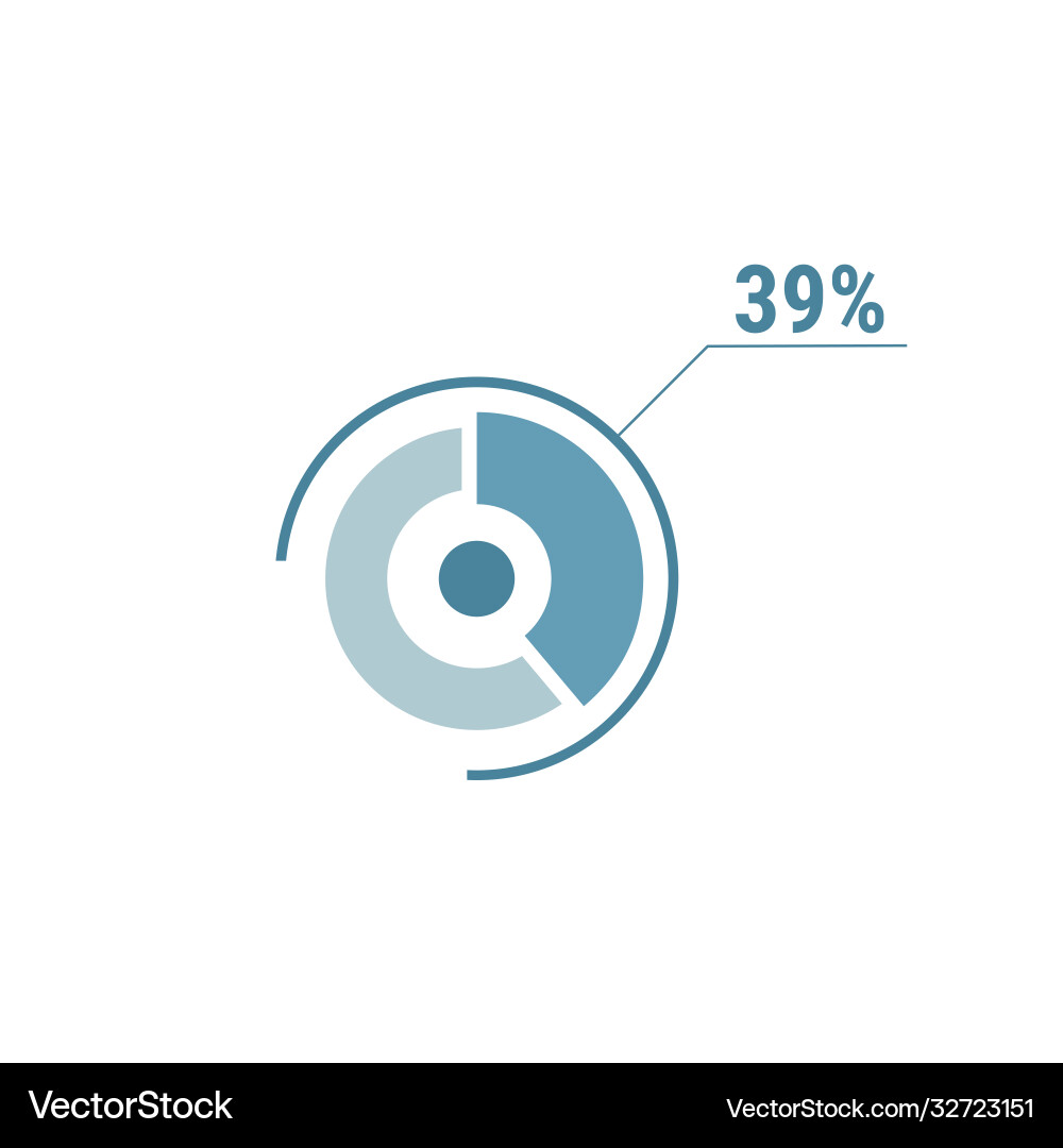Circle diagram thirty eight percent pie chart 39 Vector Image