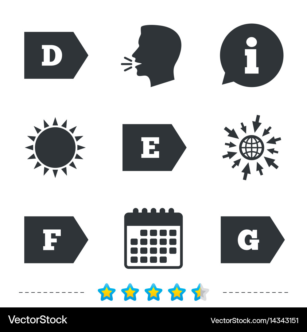 Energy efficiency class icons Royalty Free Vector Image