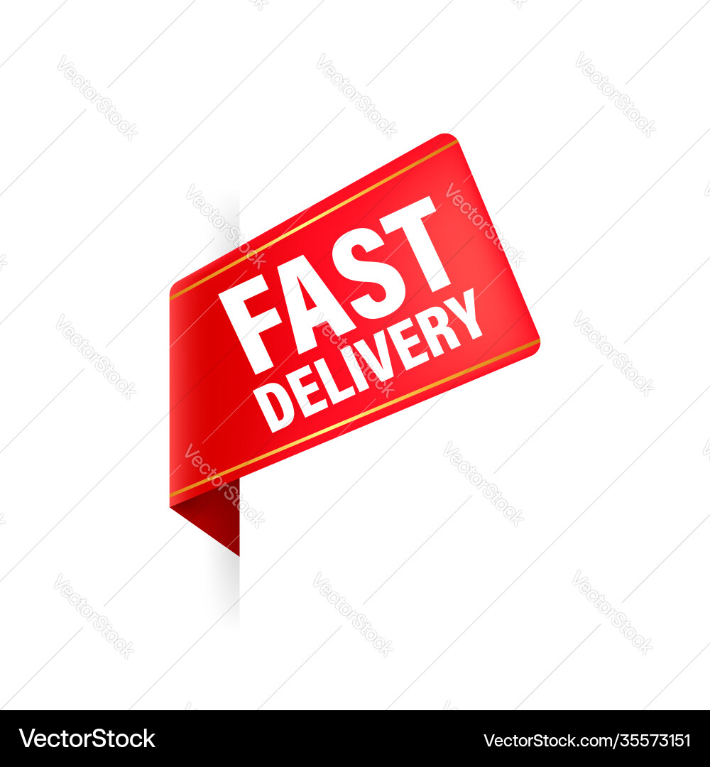 Fast delivery red ribbon on white background logo Vector Image