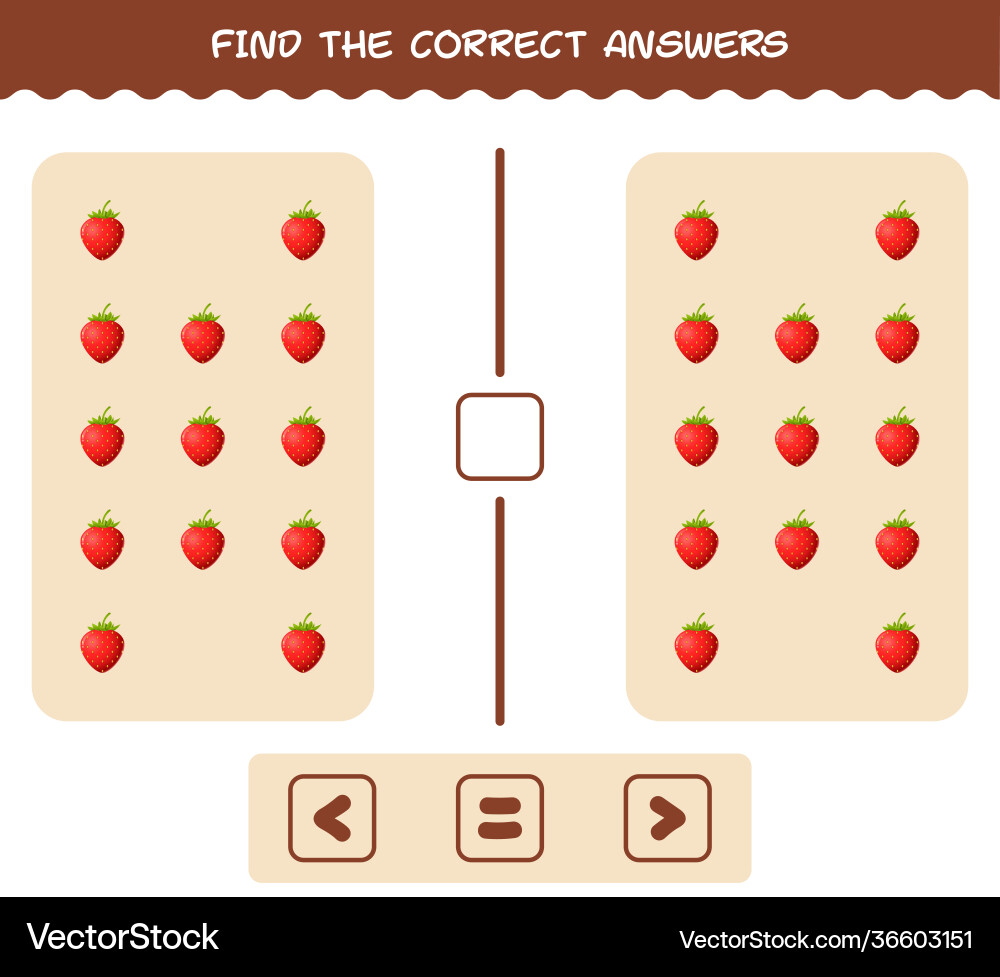 Find correct answers cartoon strawberry Royalty Free Vector