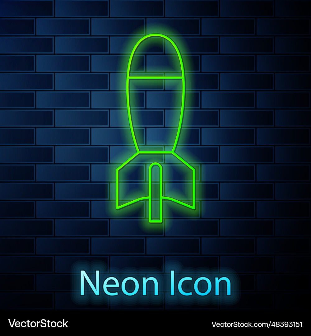 Glowing neon line rocket launcher with missile Vector Image