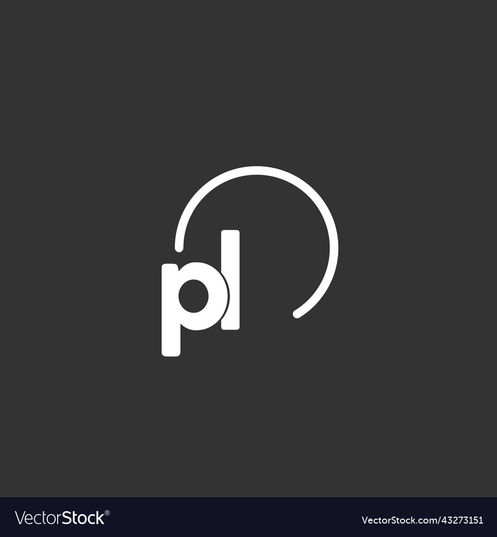 Pl initial logo with rounded circle Royalty Free Vector