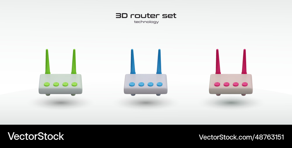 Set of routers different colors wireless Vector Image