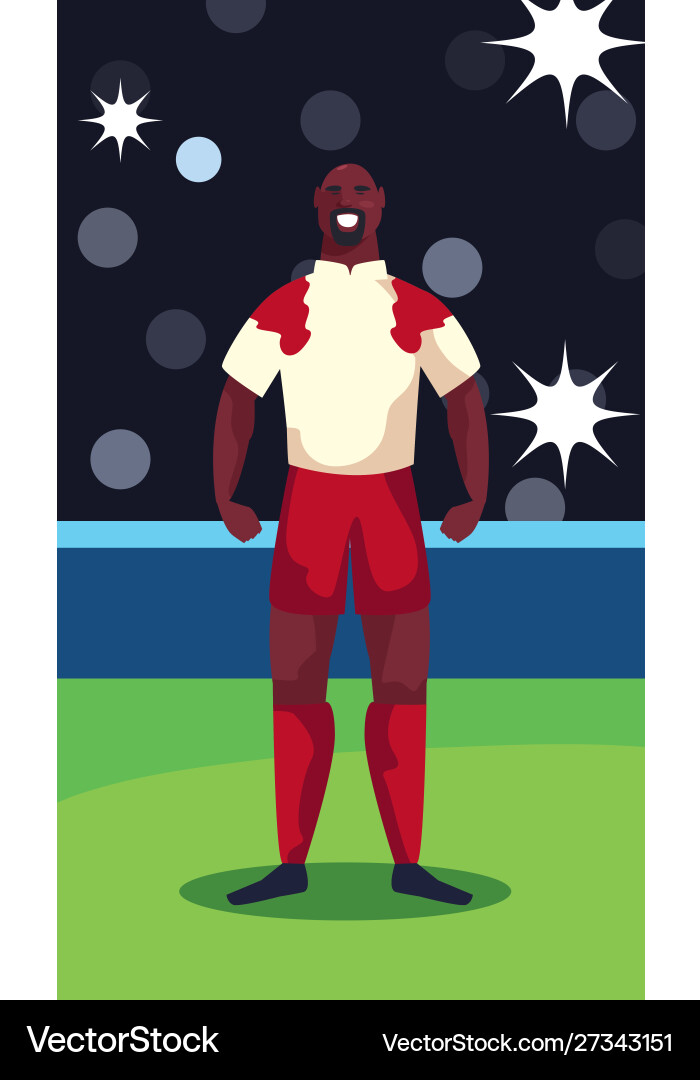 Soccer player man standing in stadium Royalty Free Vector