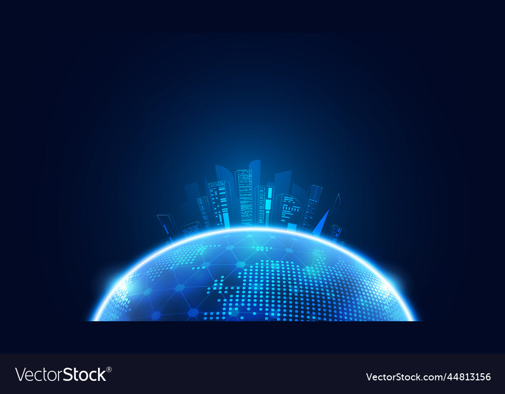 Abstract Global Dot Network Circle Digital Vector Image