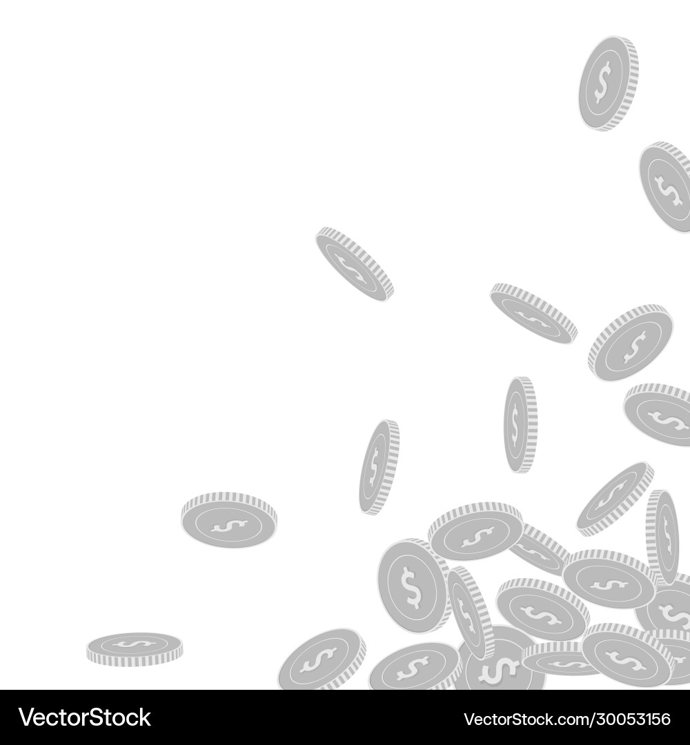 American dollar coins falling scattered black Vector Image