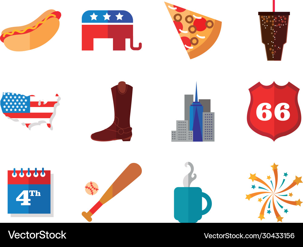 Bundle usa set icons Royalty Free Vector Image