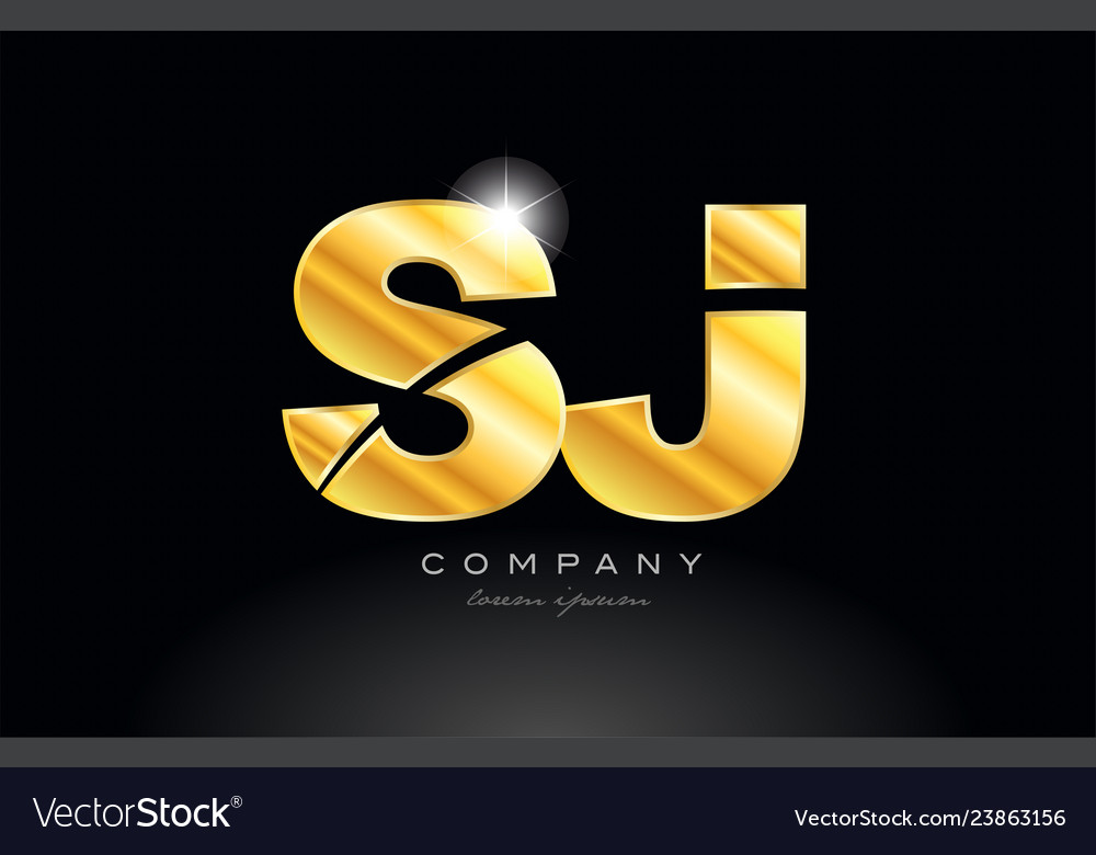 Combination letter sj s j gold golden alphabet Vector Image