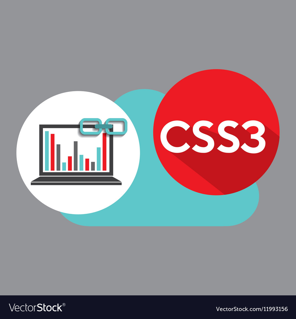 Laptop graphs cloud css3 link web Royalty Free Vector Image