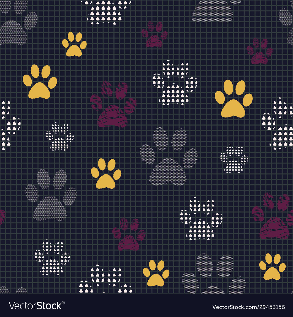 Seamless pattern with patterned paws complex Vector Image