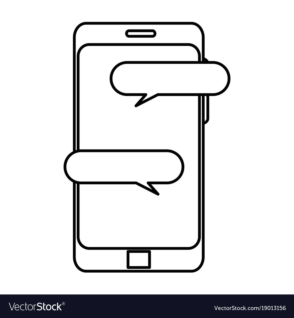 Smartphone device with speech bubbles Royalty Free Vector