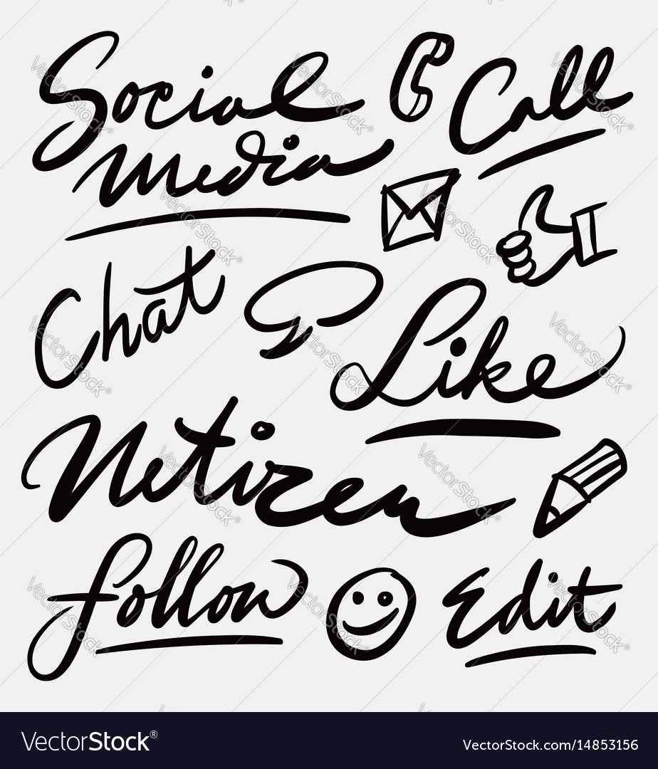 Social media and netizen hand written typography Vector Image