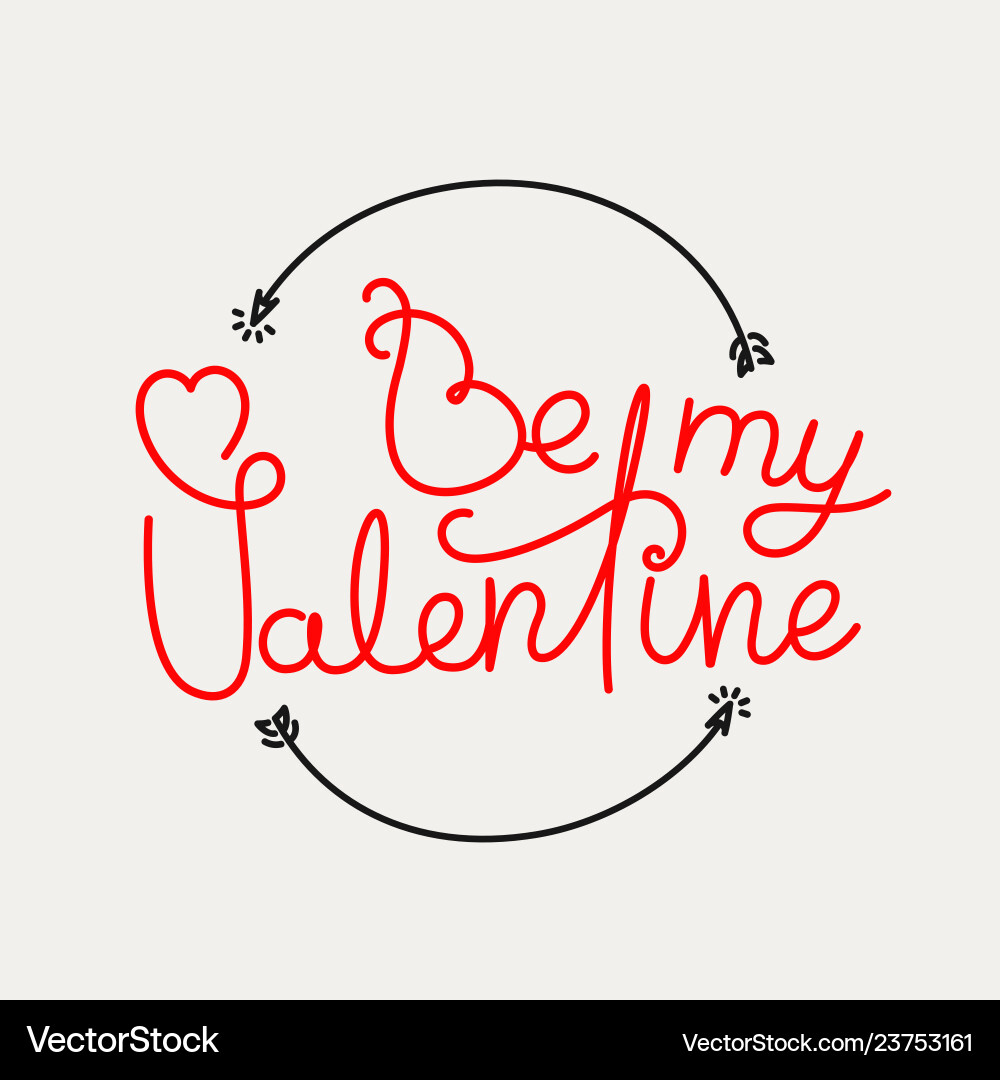 Be my valentine concept banner with linear Vector Image