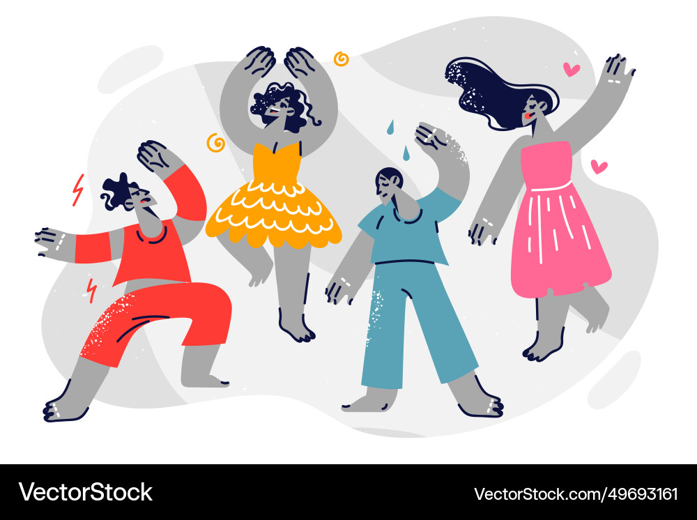 Dancing men and women with different emotions Vector Image