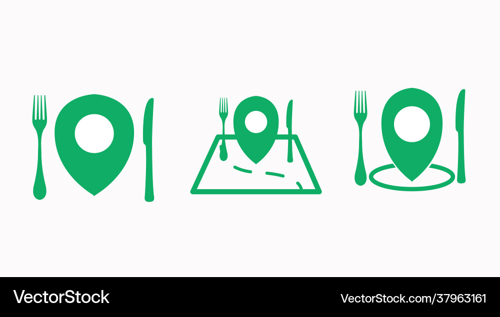 Food location pin icon set Royalty Free Vector Image