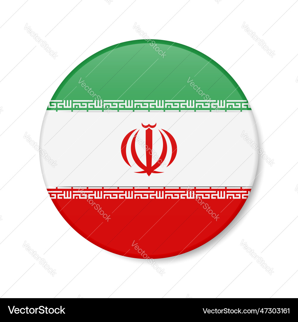 Iran circle button icon iranian round badge flag Vector Image