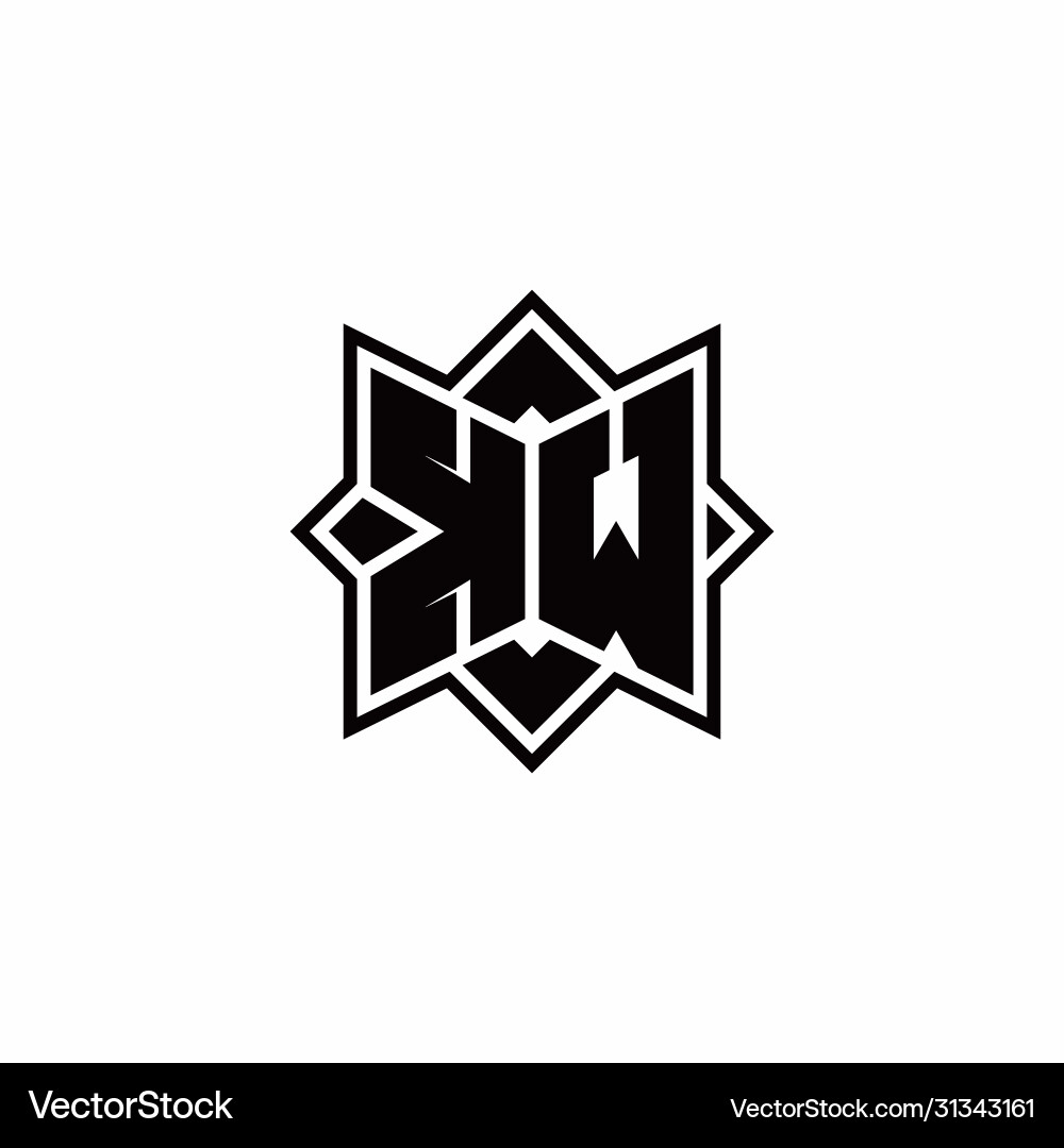 Kw monogram logo with square rotate style outline Vector Image