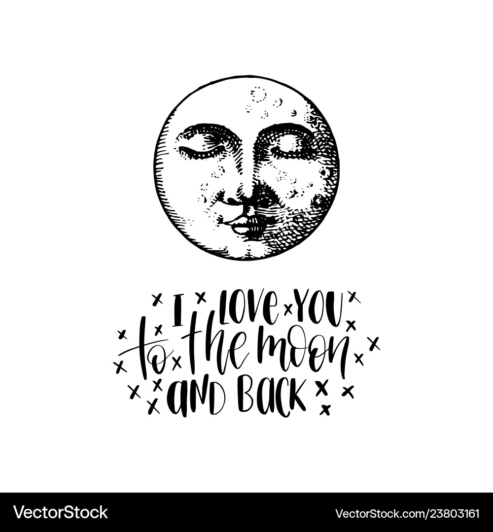 Moon hand drawn in engraving style Royalty Free Vector Image