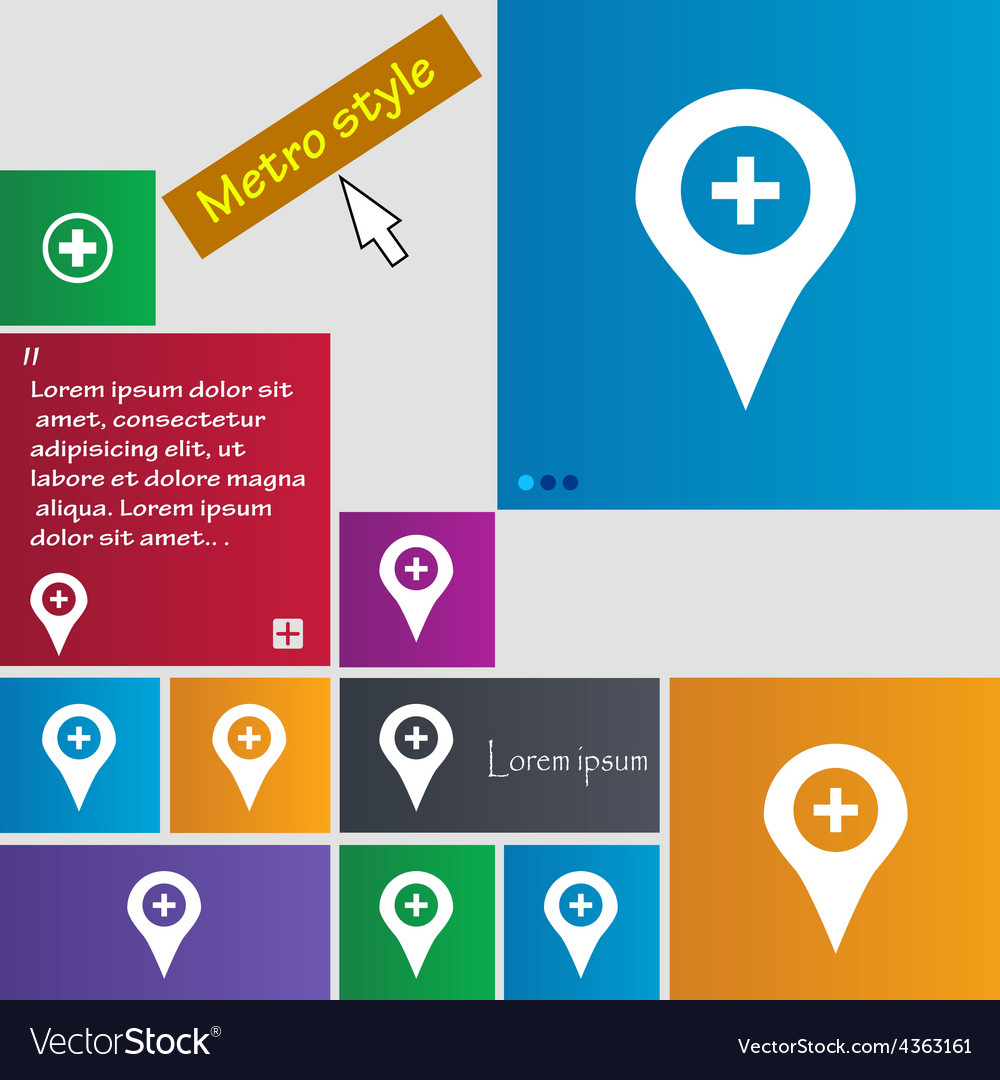 Plus map pointer gps location icon sign metro Vector Image