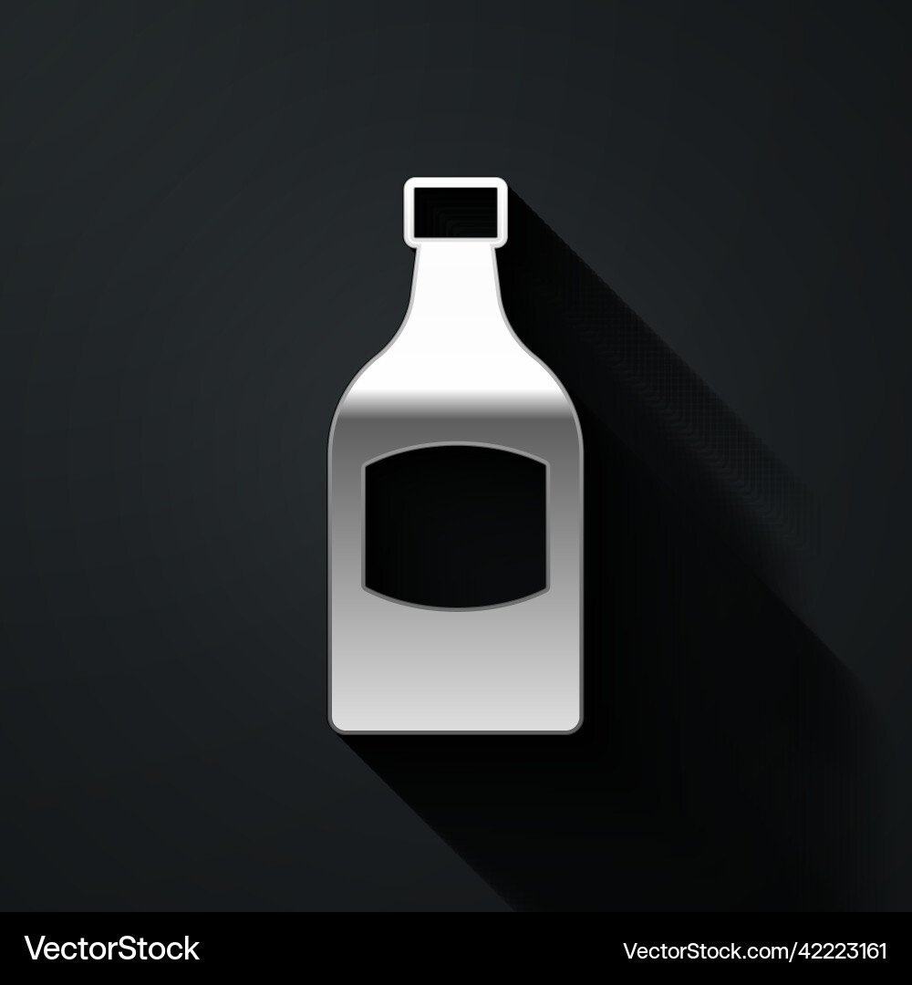 Silver beer bottle icon isolated on black Vector Image