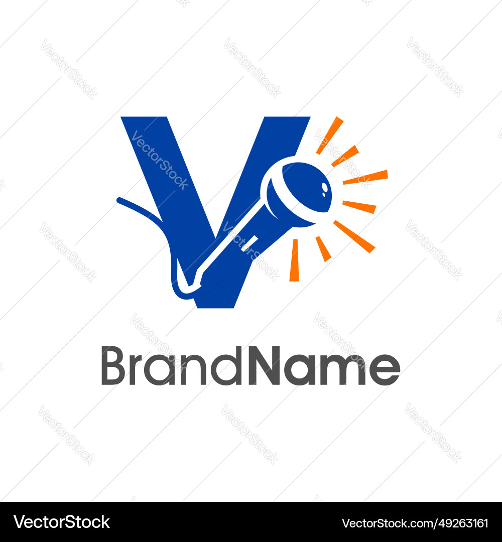 Simple initial v microphone logo Royalty Free Vector Image