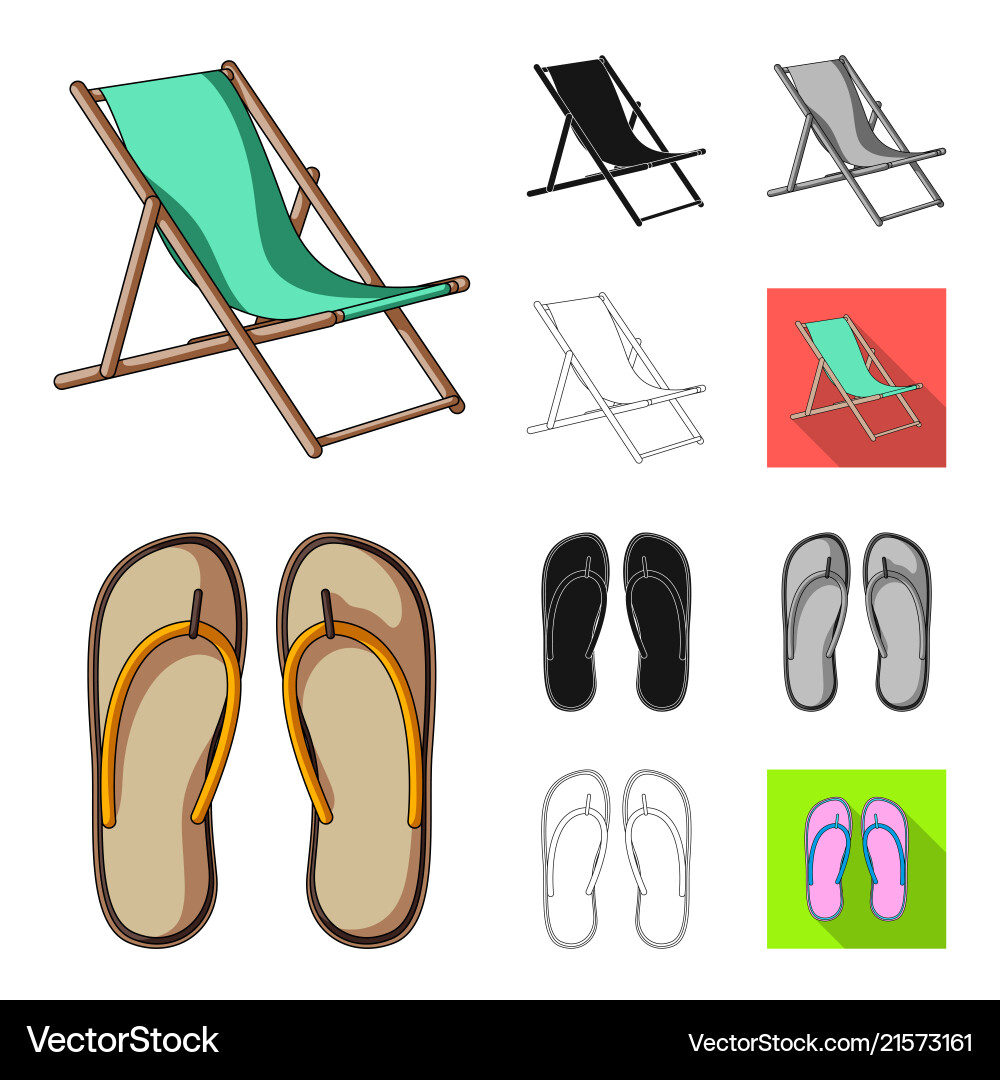 Summer rest cartoonblackflatmonochromeoutline Vector Image