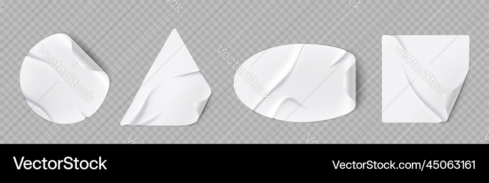 White stickers with curl corners and wrinkles Vector Image