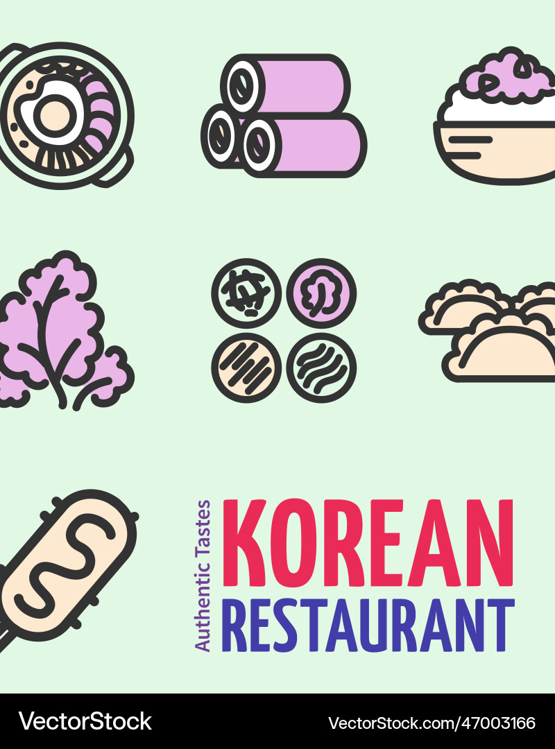 Authentic tastes korean restaurant placard poster Vector Image
