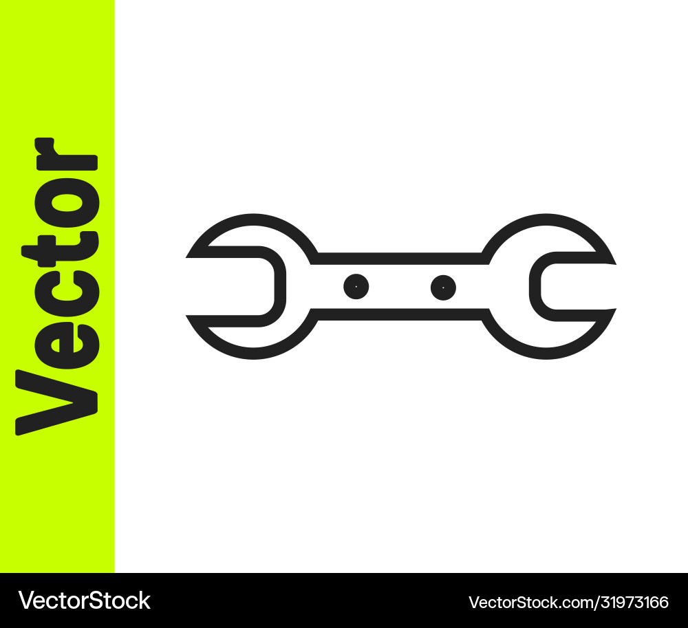 Black line wrench spanner icon isolated on white Vector Image