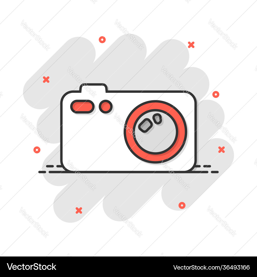 Cartoon photo camera icon in comic style Vector Image