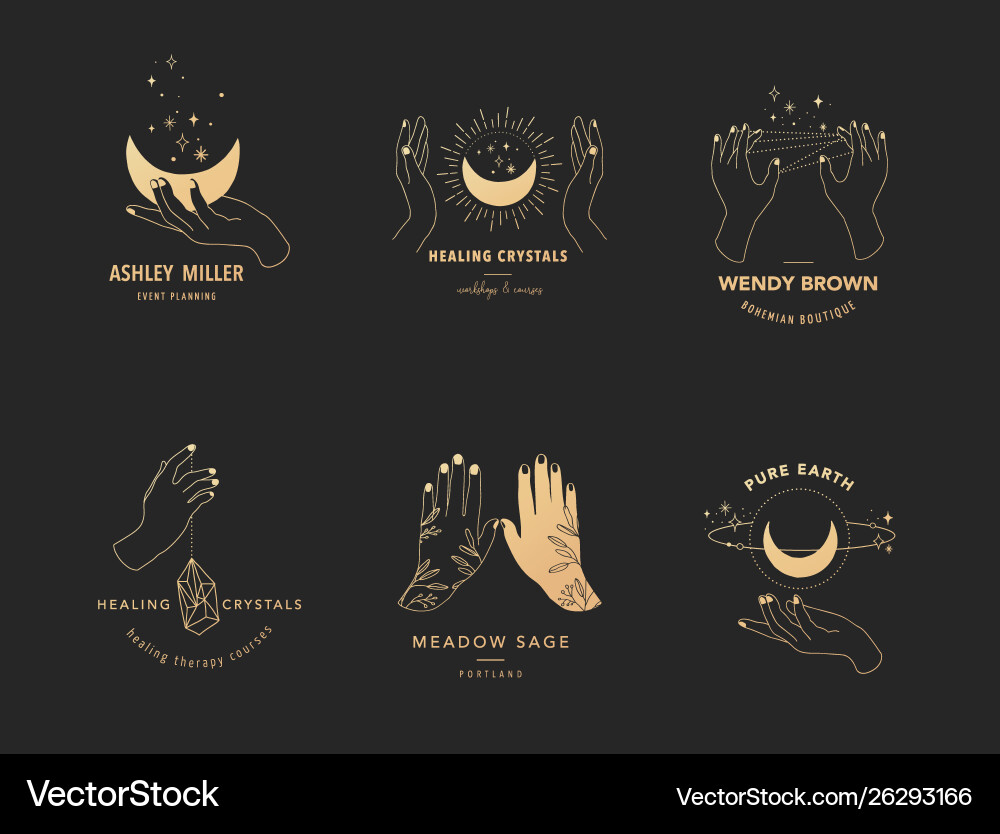 Collection fine hand drawn style logos and Vector Image