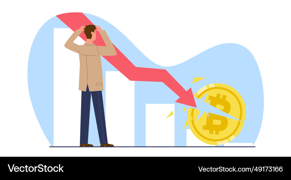 Concept of cryptocurrency value decline bitcoin Vector Image