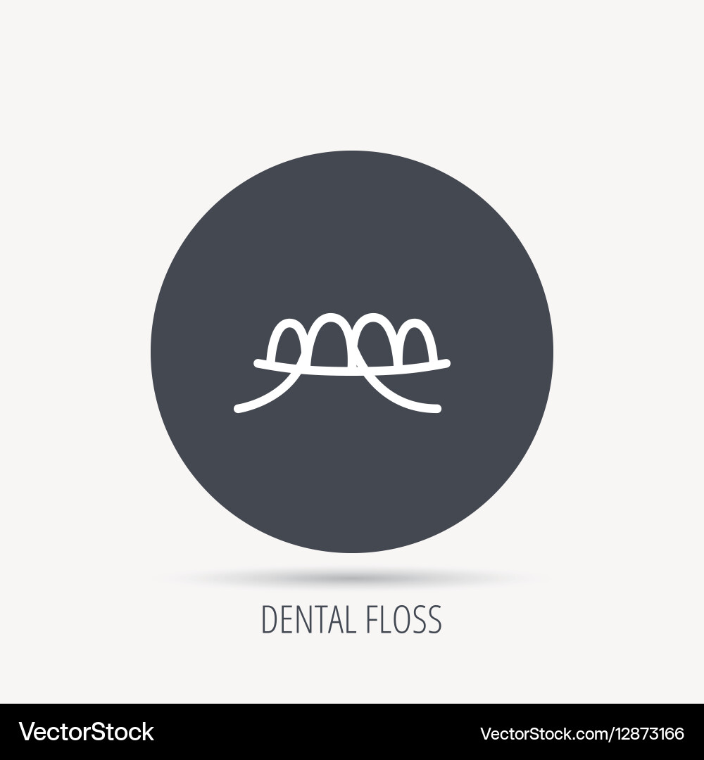 Dental floss icon teeth cleaning sign Royalty Free Vector