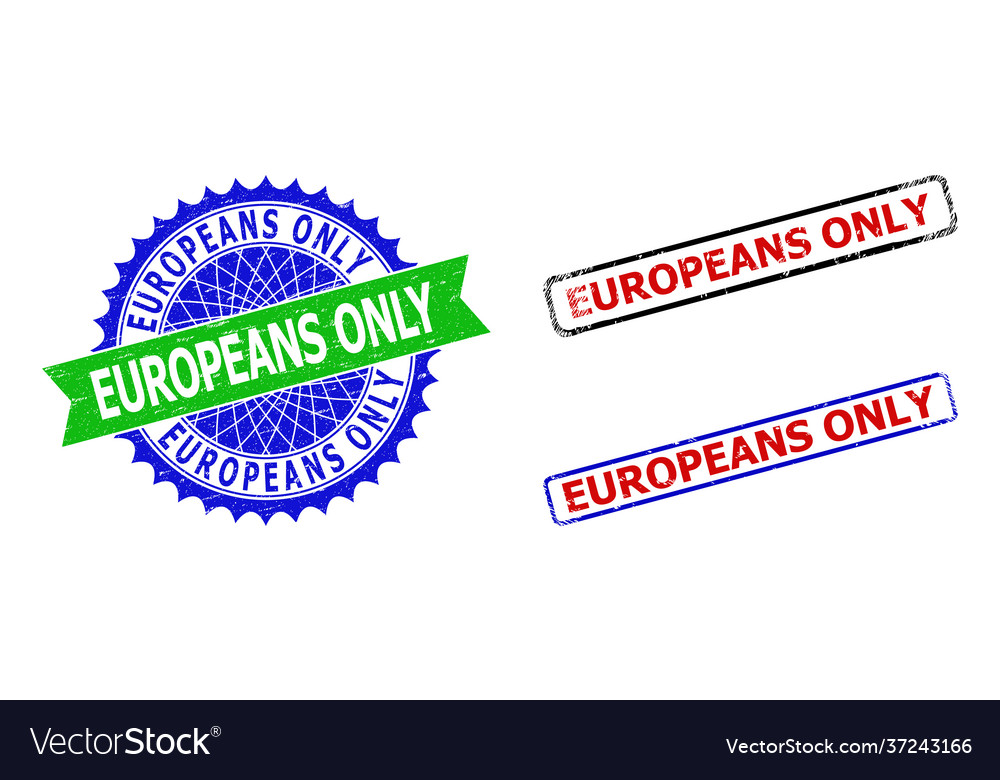 Europeans only rosette and rectangle bicolor Vector Image