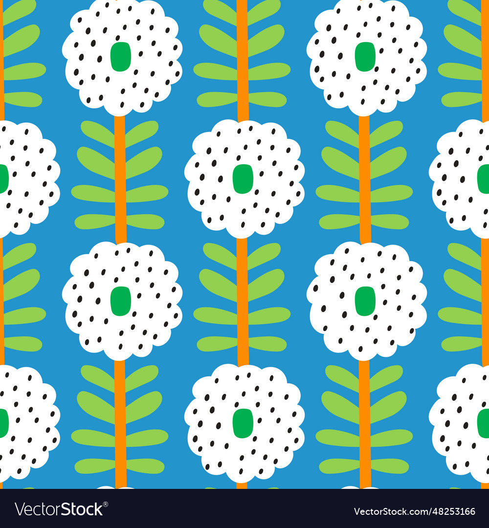 Floral Seamless Pattern With Hand Drawn Flowers Vector Image