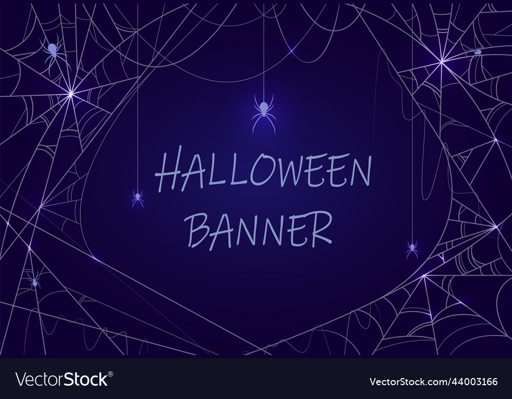 Halloween banner with spider web template Vector Image