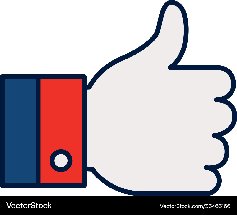 Hand with thumb up icon line and fill style Vector Image