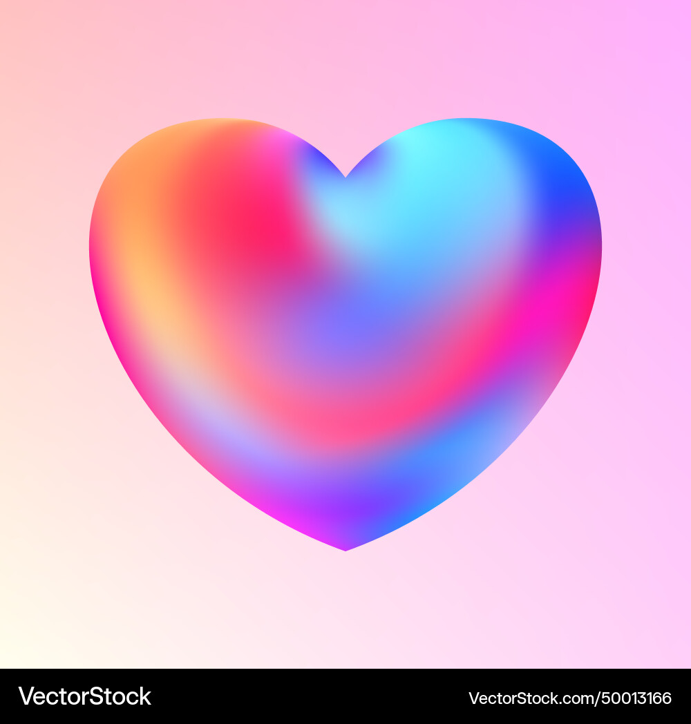 Holographic heart fluid liquid chrome shape Vector Image