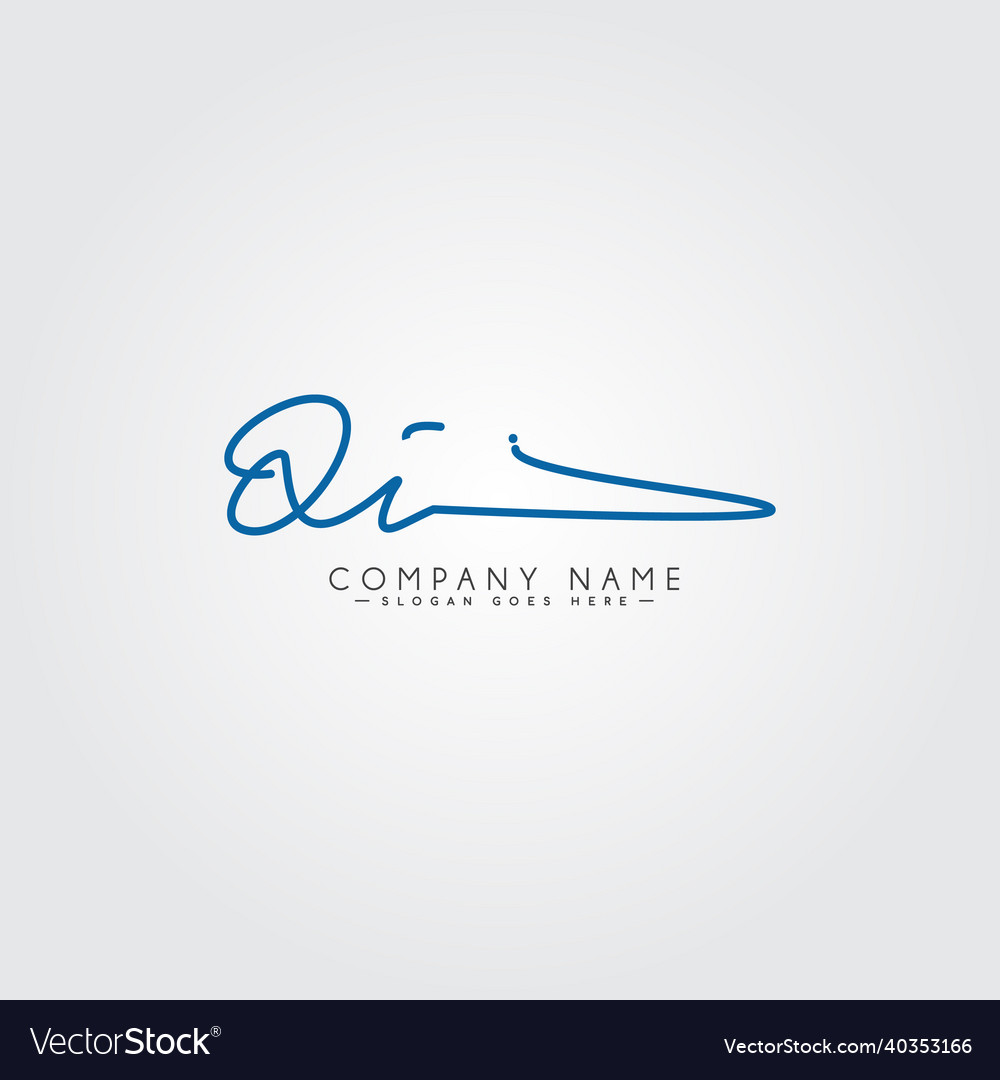 Initial letter qi logo - hand drawn signature logo