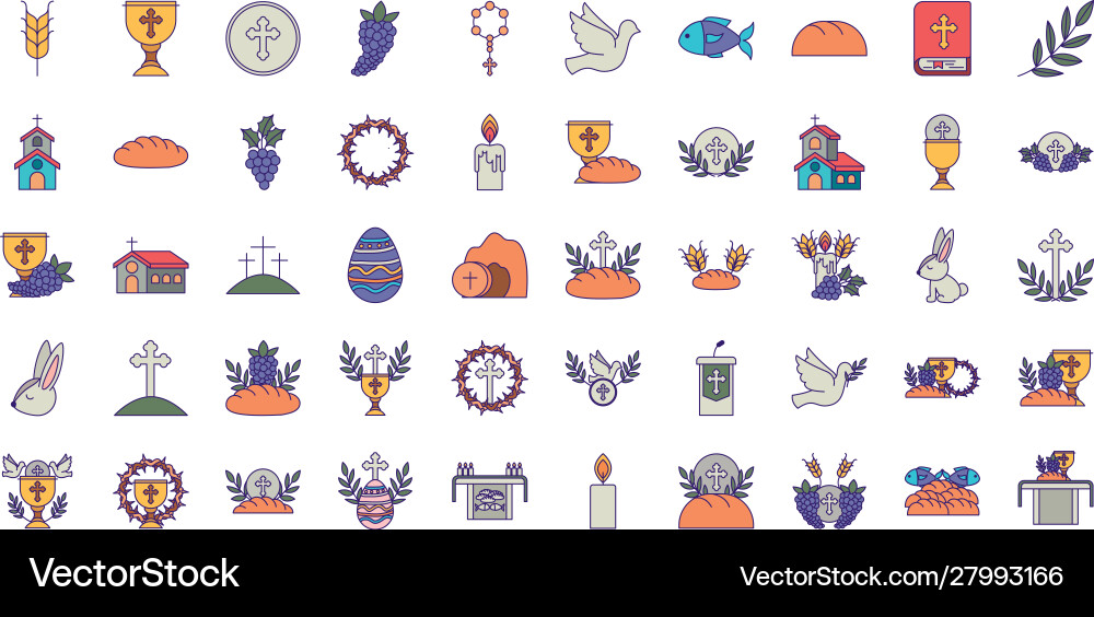 Isolated religion icon set fill design Royalty Free Vector
