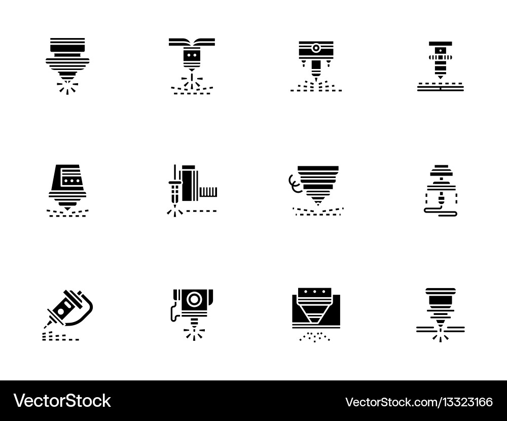 Laser technology black glyph style icons Vector Image