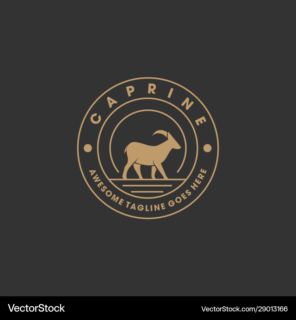 Logo goat walking vintage badge Royalty Free Vector Image