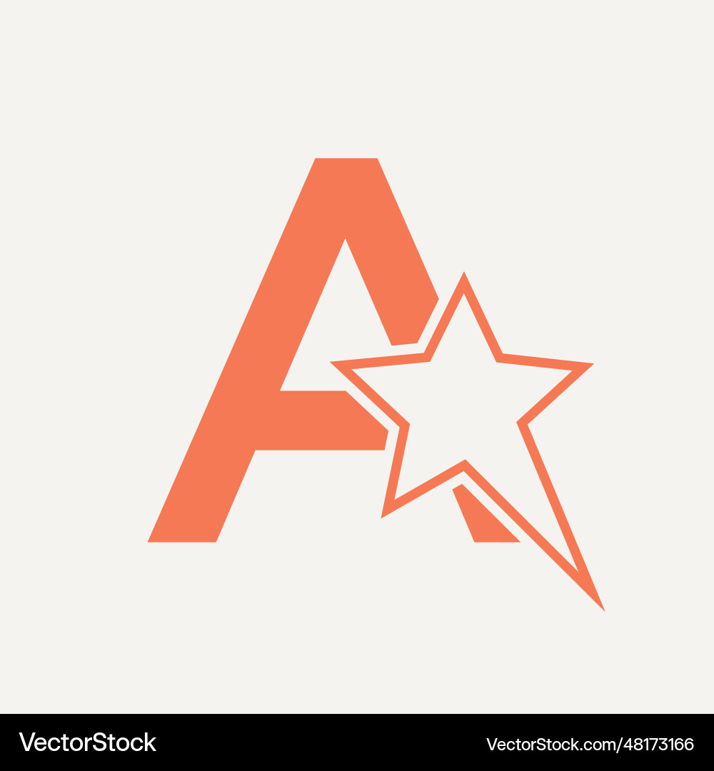 Star logo on letter a moving symbol template Vector Image