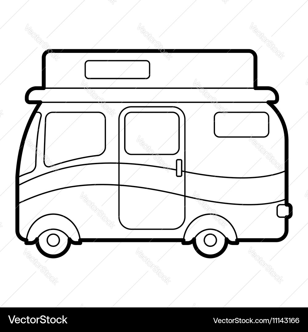Travelling camper icon outline style Royalty Free Vector