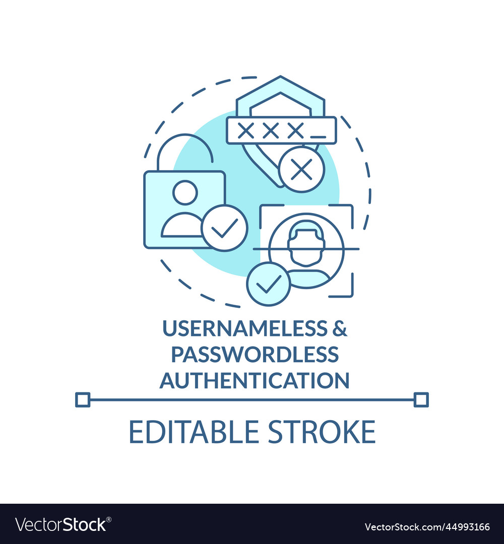 Usernameless and passwordless authentication Vector Image