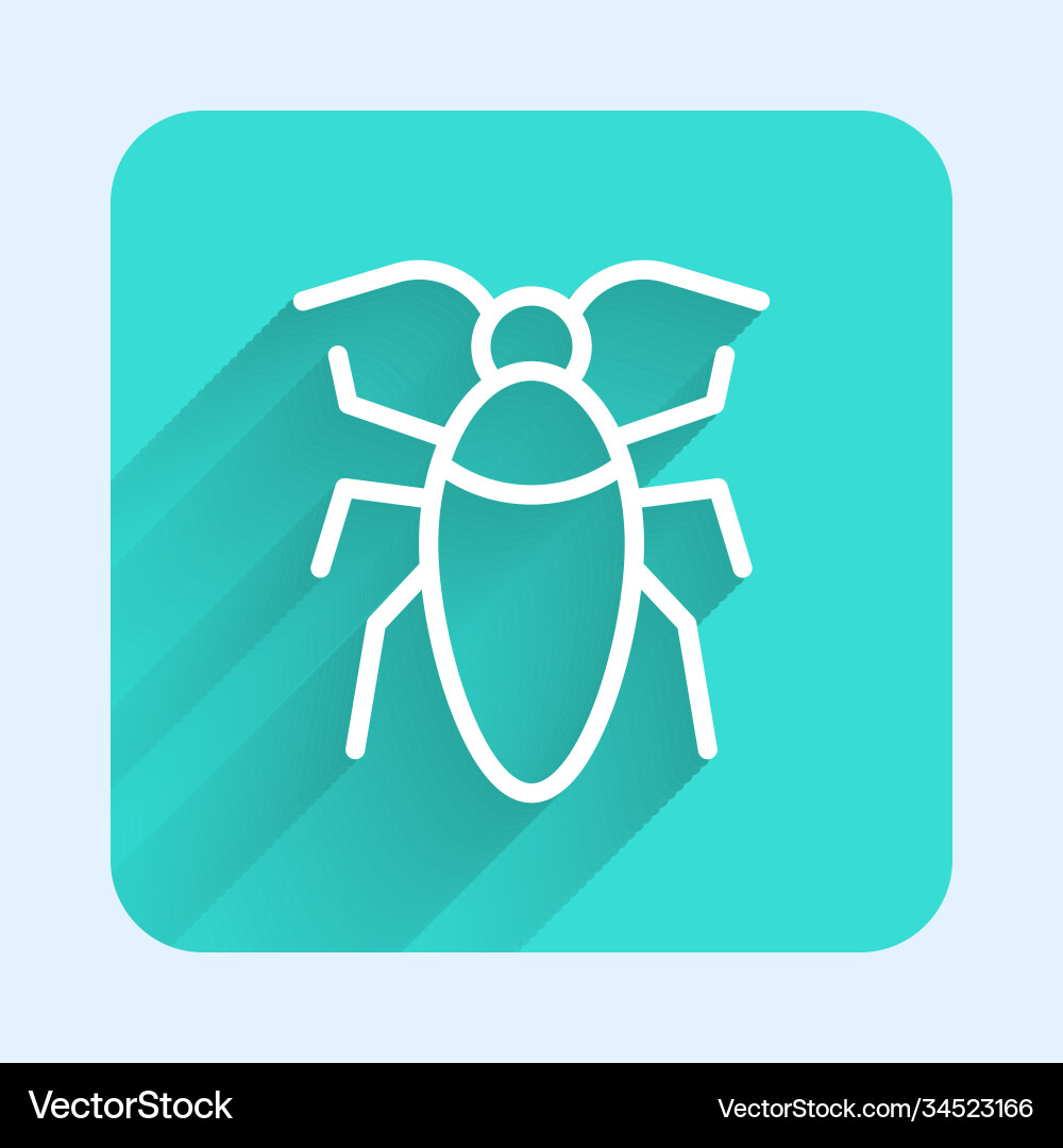 White line cockroach icon isolated with long Vector Image