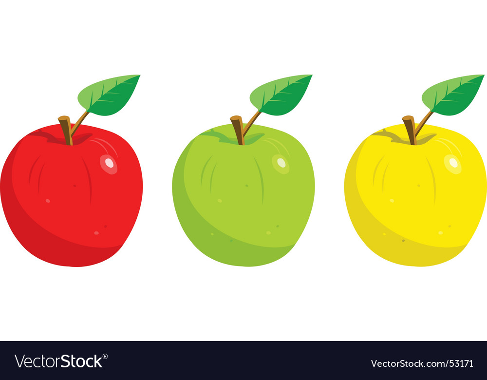 Apples with leaf Royalty Free Vector Image - VectorStock