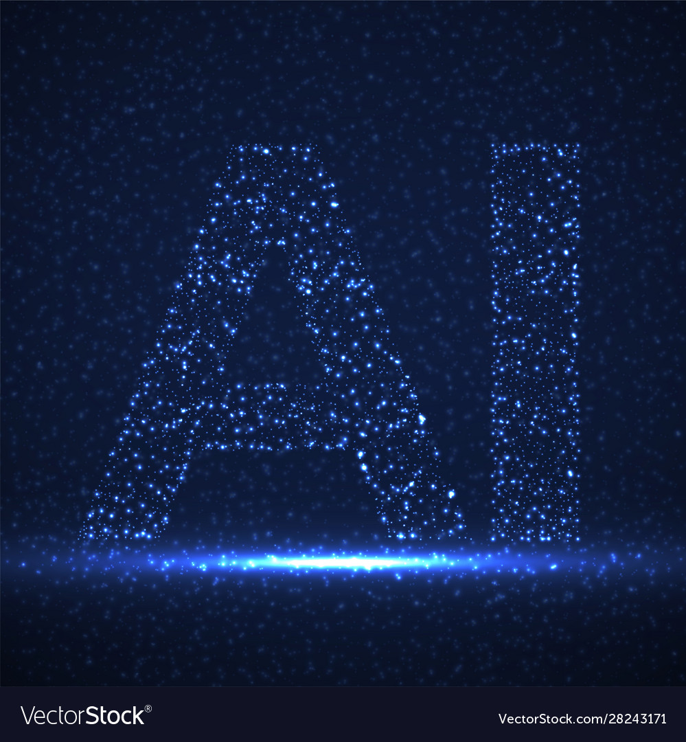 Artificial intelligence with glowing particles Vector Image